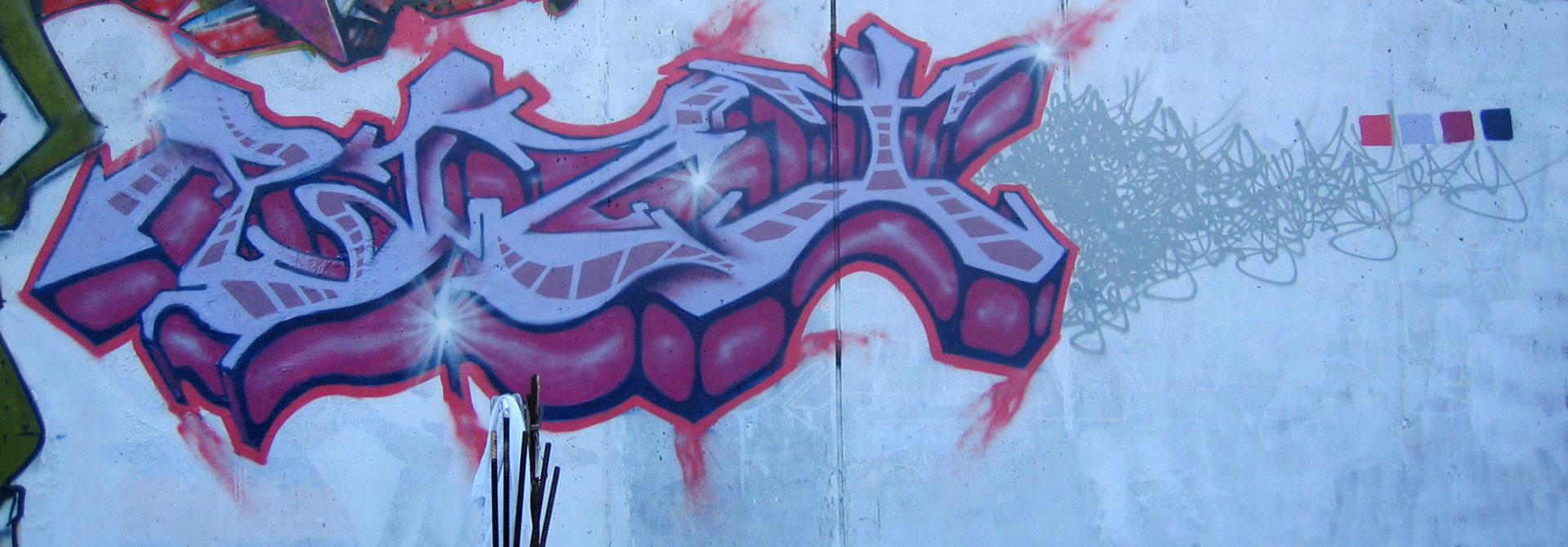 L’Art du Lettrage Graffiti par Eazy One : Une Explosion de Violets et de Roses sur Fond Blanc ...